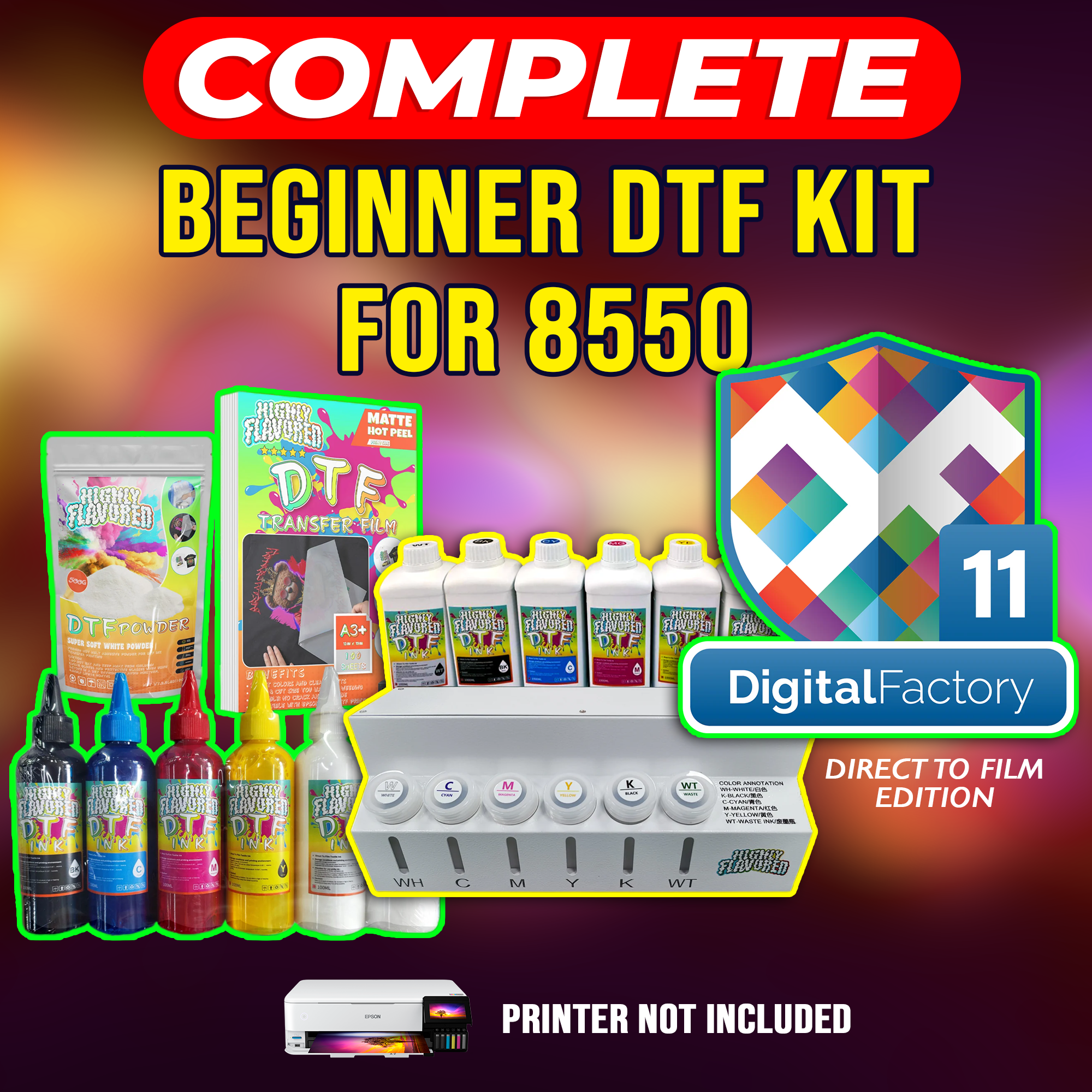 Complete Beginner DTF Kit For 8550 (Includes DTF Ciss Ink Bundle ...